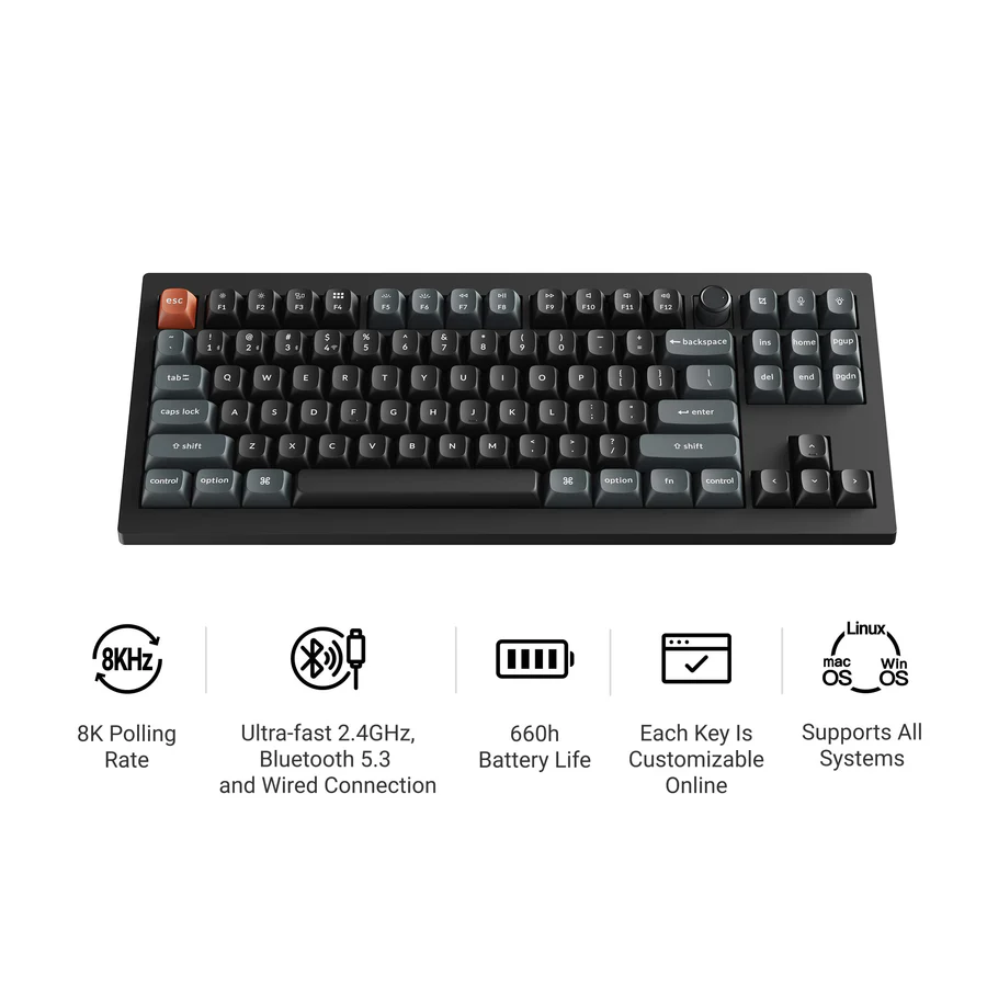 Keychron V3 Ultra 8K Wireless Custom Mechanical Keyboard(US ANSI Layou ...